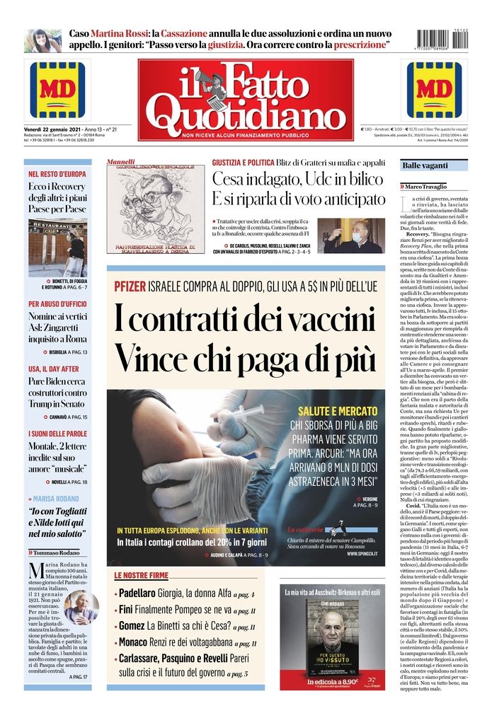venerdì 22 gennaio 2021 | Il Fatto Social Club